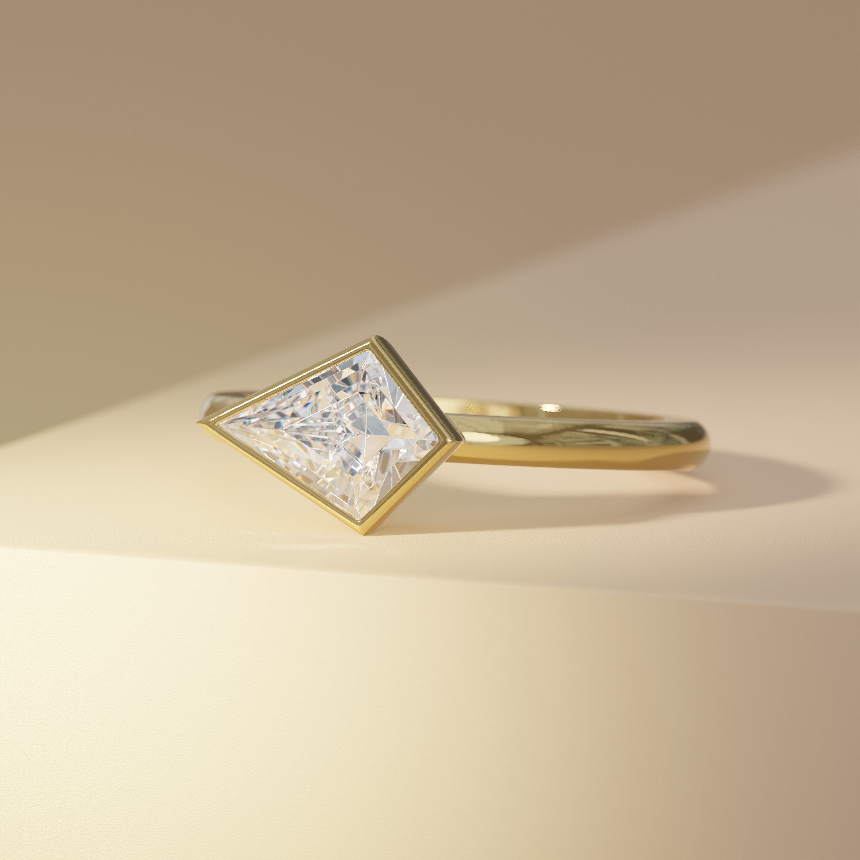 East-West Kite Solitaire with Bezel Set Engagement Ring | Four Words