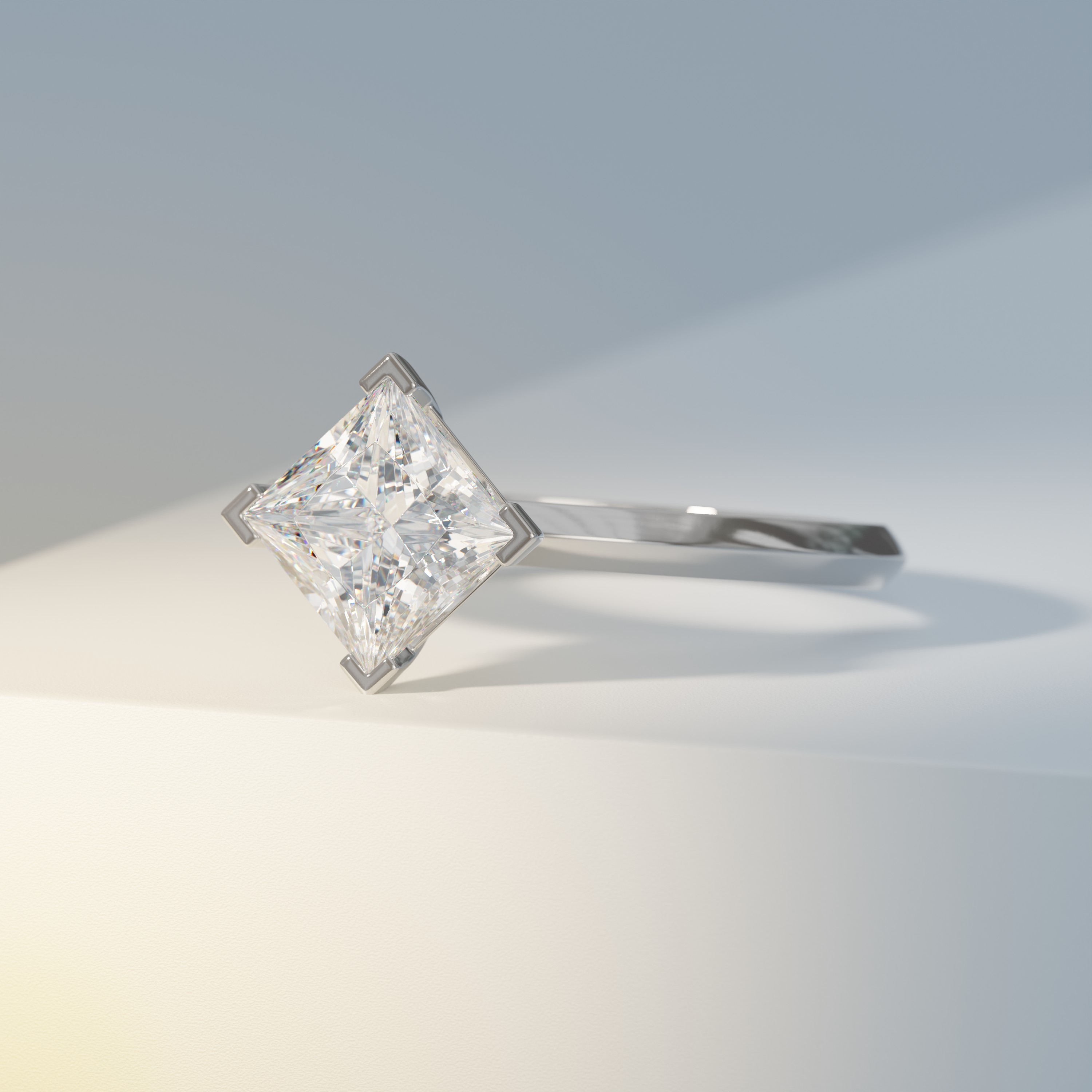Princess NSEW Solitaire Knife Edge Engagement Ring | Four Words