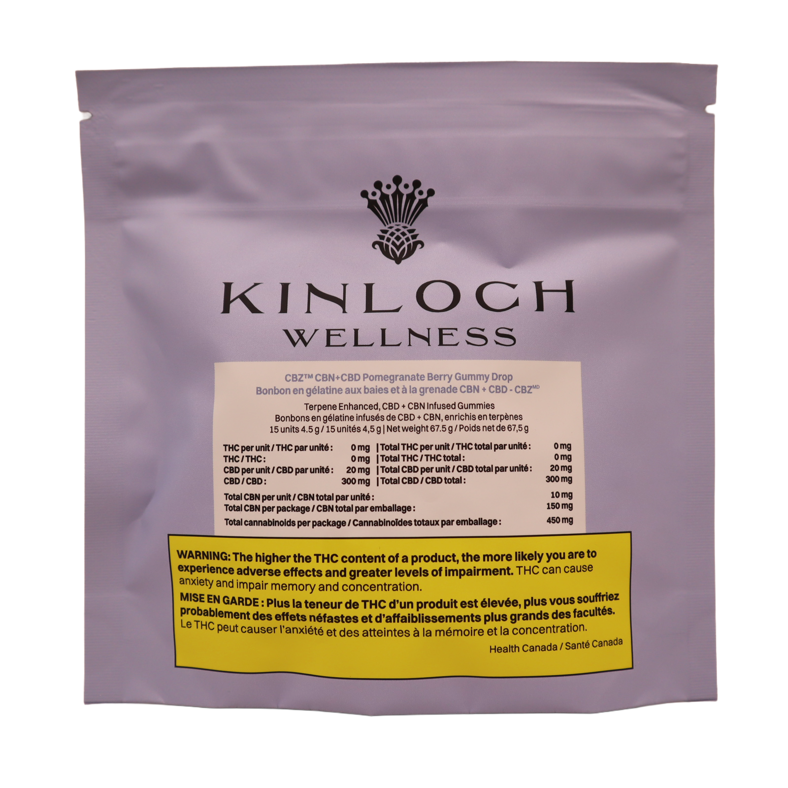 CBZ™- CBN + CBD Pomegranate Berry Gummy Drop (15pc) | Recover Cann