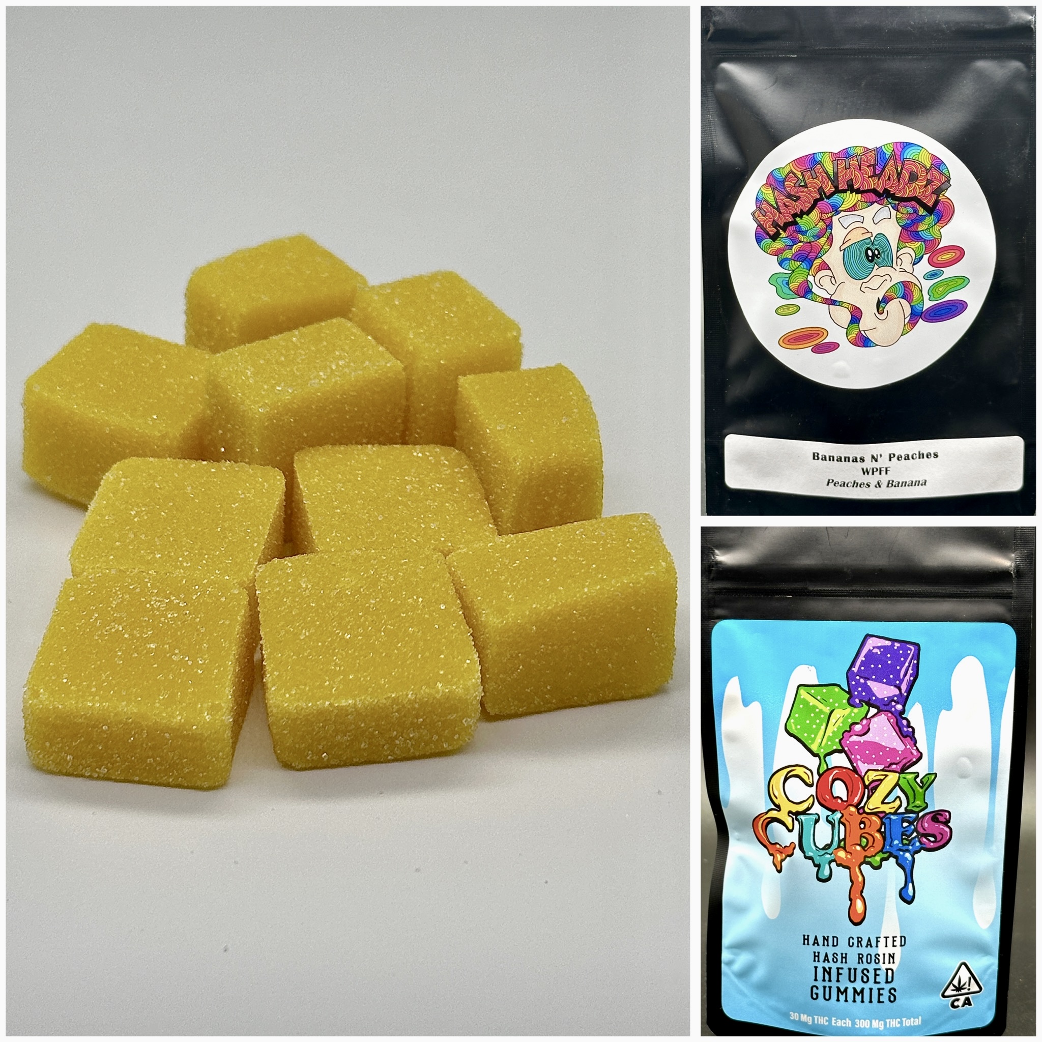 Cozy Cubes Bananas N' Peaches hash rosin gummies - 300mg - the-gas-station